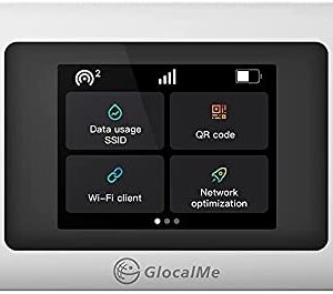 GlocalMe DuoTurbo 4G LTE Mobile Hotspot & Protective Case, Wireless Pocket WiFi Device for Home or Travel in 140+ Countries, SIMFREE, Smart Local Network Auto-Selection, with US 8GB & Global 1GB Data