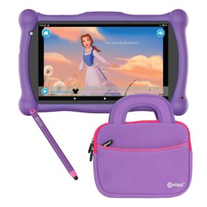 contixo kids tablet v10, 7-inch hd, ages 3-7, toddler tablet with sleeve bag bundle, learning tablet set for children - purple