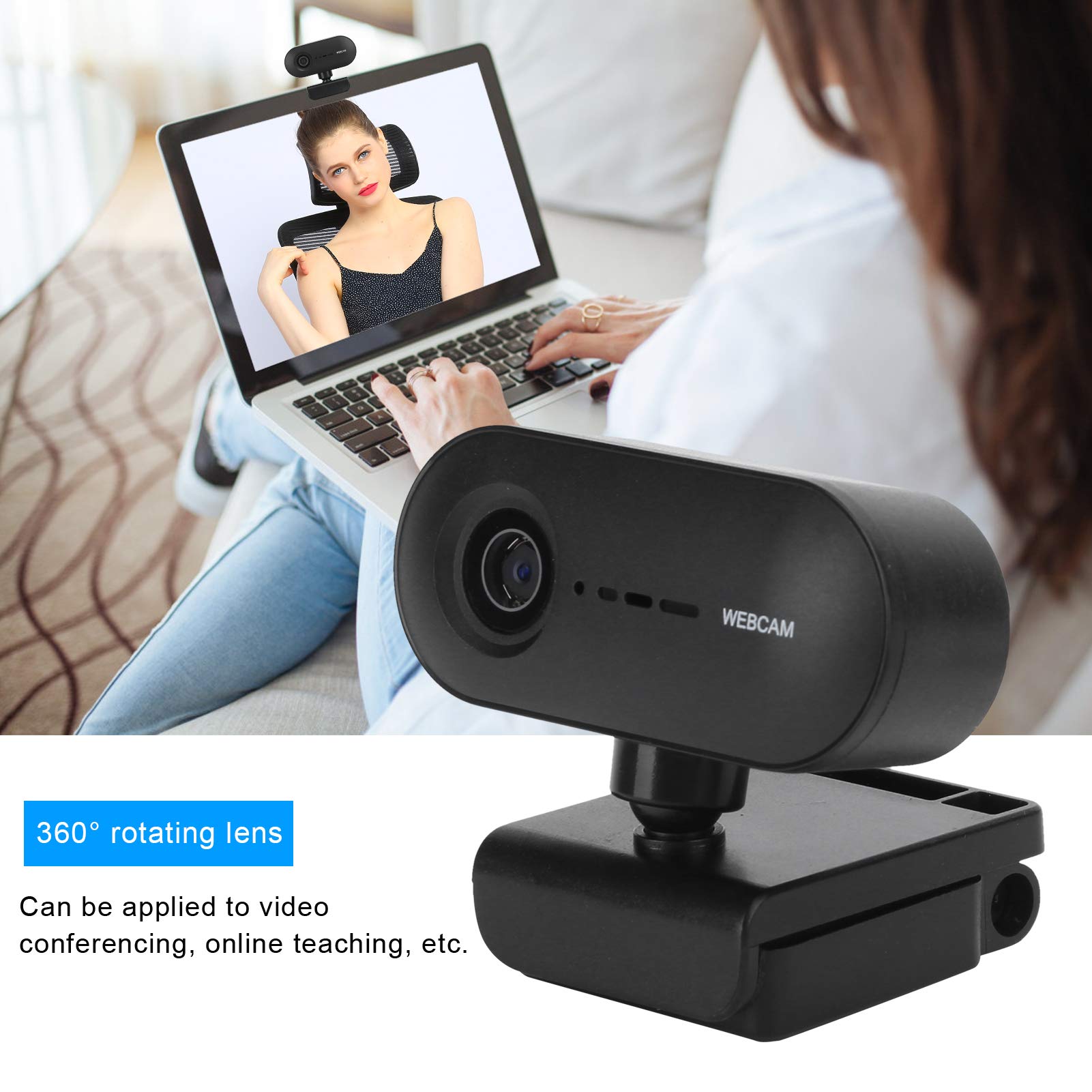 Heayzoki USB Webcam,Camera USB HD Rotating Webcam Builtin Noise Microphone for Win7/Win8/Win10 50Hz C7,Plug and Play, Convenient and Quick to Use