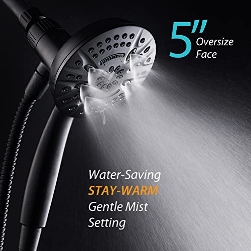 AquaDance New Magnetic Guidance Docking System - High-Pressure 8-setting Handheld Shower Head with Giant 5 inch Face, Magnetic Bracket, Extra-long 72 inch Stainless Steel Hose/Matte Black Finish