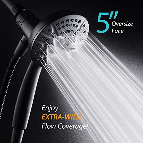 AquaDance New Magnetic Guidance Docking System - High-Pressure 8-setting Handheld Shower Head with Giant 5 inch Face, Magnetic Bracket, Extra-long 72 inch Stainless Steel Hose/Matte Black Finish