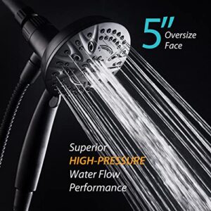 AquaDance New Magnetic Guidance Docking System - High-Pressure 8-setting Handheld Shower Head with Giant 5 inch Face, Magnetic Bracket, Extra-long 72 inch Stainless Steel Hose/Matte Black Finish