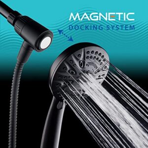 AquaDance New Magnetic Guidance Docking System - High-Pressure 8-setting Handheld Shower Head with Giant 5 inch Face, Magnetic Bracket, Extra-long 72 inch Stainless Steel Hose/Matte Black Finish