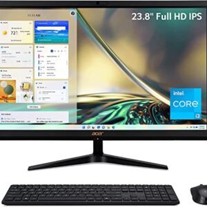 acer 2022 23.8" FHD IPS All-in-One AIO Desktop PC Intel 6-Core i3-1215U UHD Graphics 32GB DDR4 RAM 2TB SSD WiFi AX BT RJ45 USB-C Webcam HDMI Windows 11 Pro Wireless KB and Mouse w/RE USB