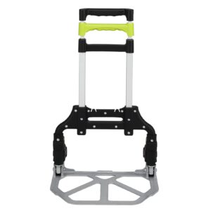 Folding Hand Truck,75kg Aluminum Folding Hand Truck and Dolly,Portable Luggage Trolley Cart with Wheels for Indoor Outdoor Moving Travel (Green)