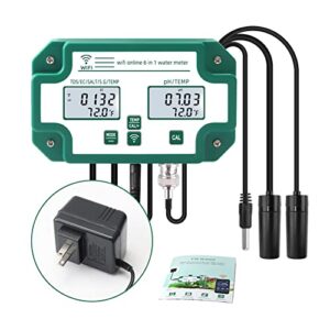 buzhi water quality tester, 6 in 1 water quality tester multi-parameter water quality monitor digital ph/total dissolved solids/ec/sg/salt/temp meter for aquarium aquaculture swimming pool