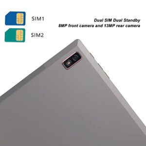 Android 12 10.1 Inch Tablet, 8+128GB Tablet, with Dual SIM Card Slots, 8MP+13MP Camera, Octa Core Processor with WiFi BT 6800mAH Battery, Grey