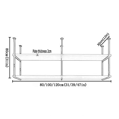 NERDOH Ceiling Shelf Brackets 2 Layer,Hanging Wooden Ceiling Shelf Wine Rack,Storage Rack and Shelves for Bars/Restaurants/Kitchens Storage,6 Sizes