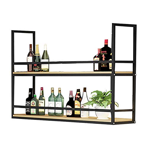 NERDOH Ceiling Shelf Wine Rack for Wrought Iron Solid Wood,Hanging Wine Rack Ceiling Storage Rack & Shelves,for Bars/Restaurants/Kitchens,1 Piece/3 Sizes