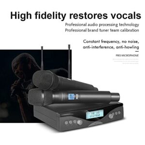 n/a Wireless Microphone UHF 2 Channels Handheld Frequency Adjustable for Party Stage Show 50M Use Distance