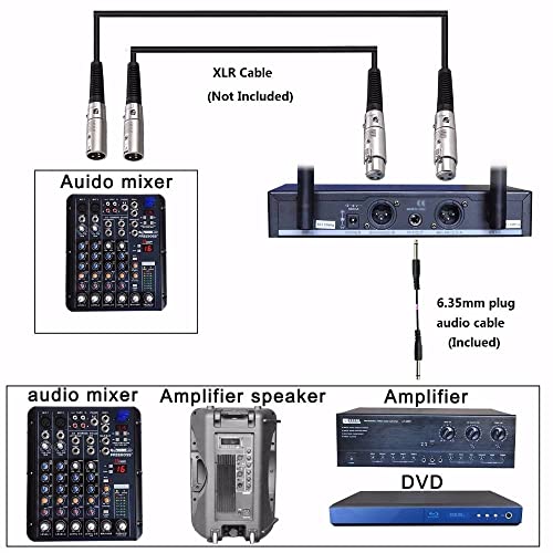 n/a Dual Way Digital UHF Wireless Microphone with 2 Metal Handhelds 2 Pcs Metal Handhled Microphones (Color : Black)