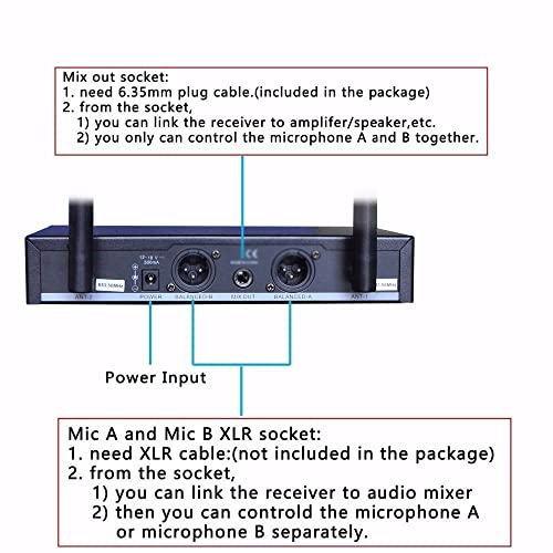 n/a Dual Way Digital UHF Wireless Microphone with 2 Metal Handhelds 2 Pcs Metal Handhled Microphones (Color : Black)