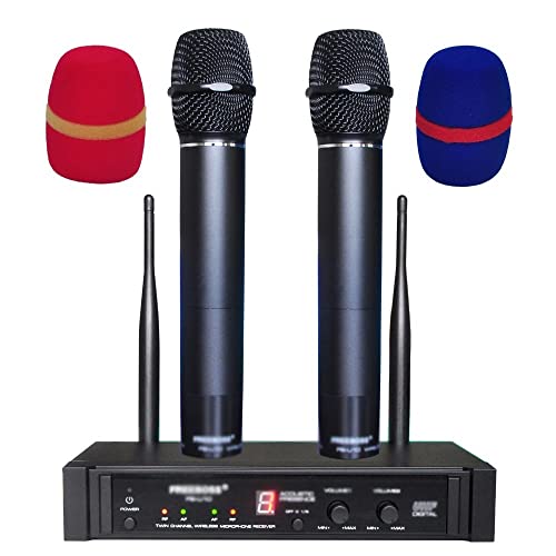 n/a Dual Way Digital UHF Wireless Microphone with 2 Metal Handhelds 2 Pcs Metal Handhled Microphones (Color : Black)