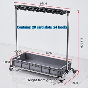 Movable Mop Broom Holder Utility Floor Standing Cleaning Tool Cart,Housekeeping Cart,Stainless Steel Mop Rack Umbrella Storage Stand ,with Universal Wheels,for Garden,Garage,Factories,Restaurant ( Siz