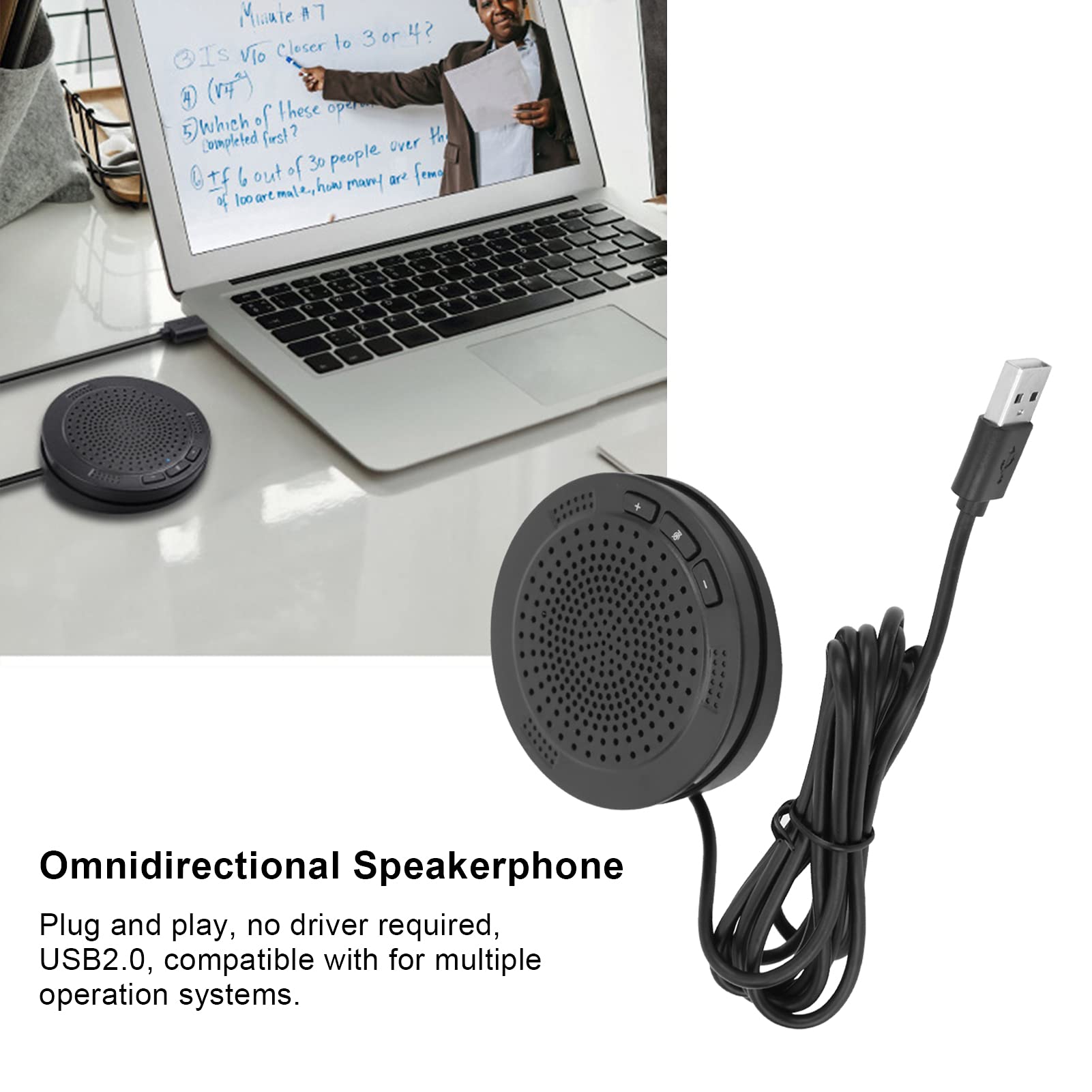 Akozon USB Conference Microphone, Conference USB Omnidirectional Microphone Computer Desktop Microphone for Online Meeting Conference Speakerphone