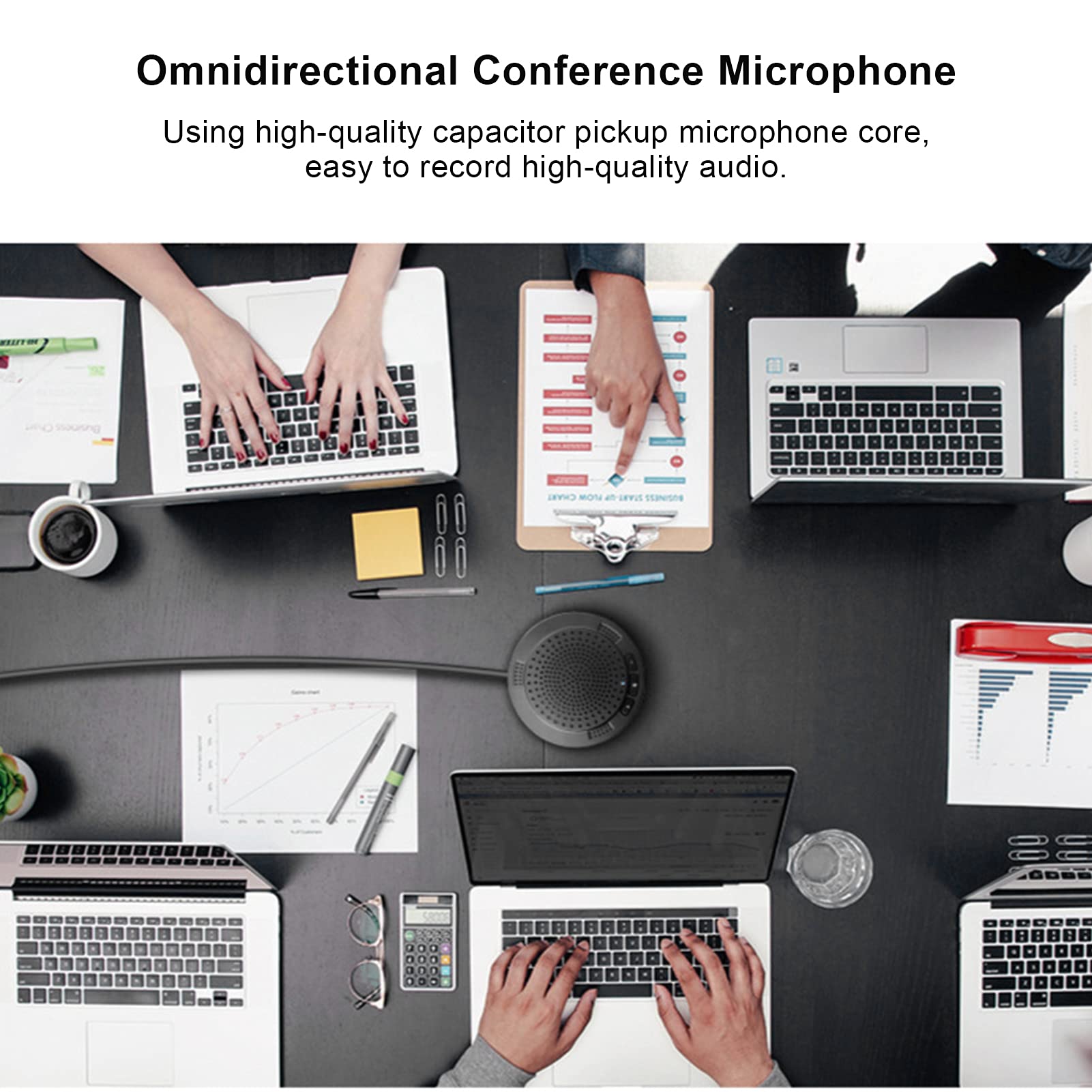 Akozon USB Conference Microphone, Conference USB Omnidirectional Microphone Computer Desktop Microphone for Online Meeting Conference Speakerphone