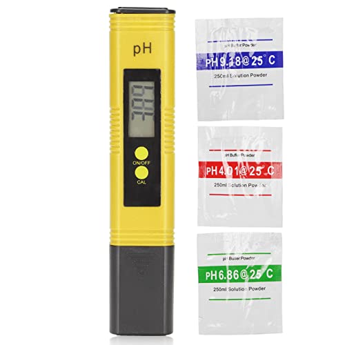 Dpofirs Digital PH Meter for Water, 0.1pH High Accuracy Pen Type PH Tester Lab PH Meters with ATC PH Tester for Swimming Pools Aquariums Spas (Yellow Black)