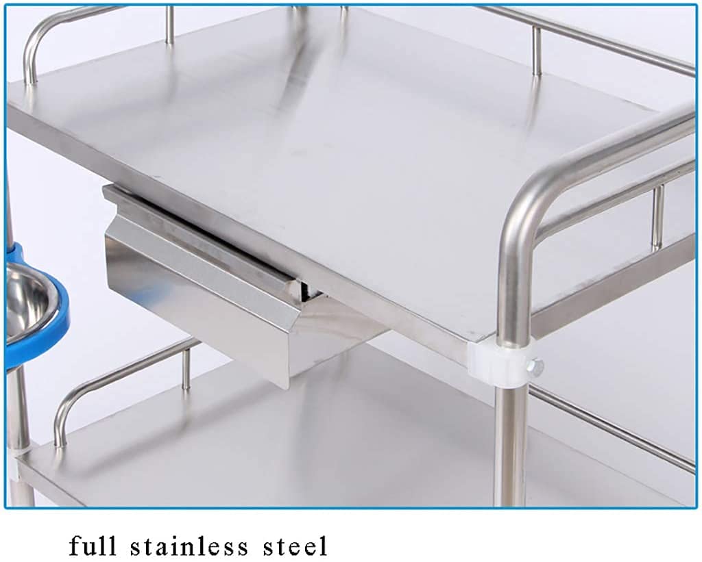 Cart Trolley, Lab Clinic Serving Cart Trolley 2-Tier Medical Trolley Stainless Steel Treatment Trolley/Medical Laboratory Equipment Carts/Beauty Salon Tool Car，L50xW40xH86cm The Taste of Home