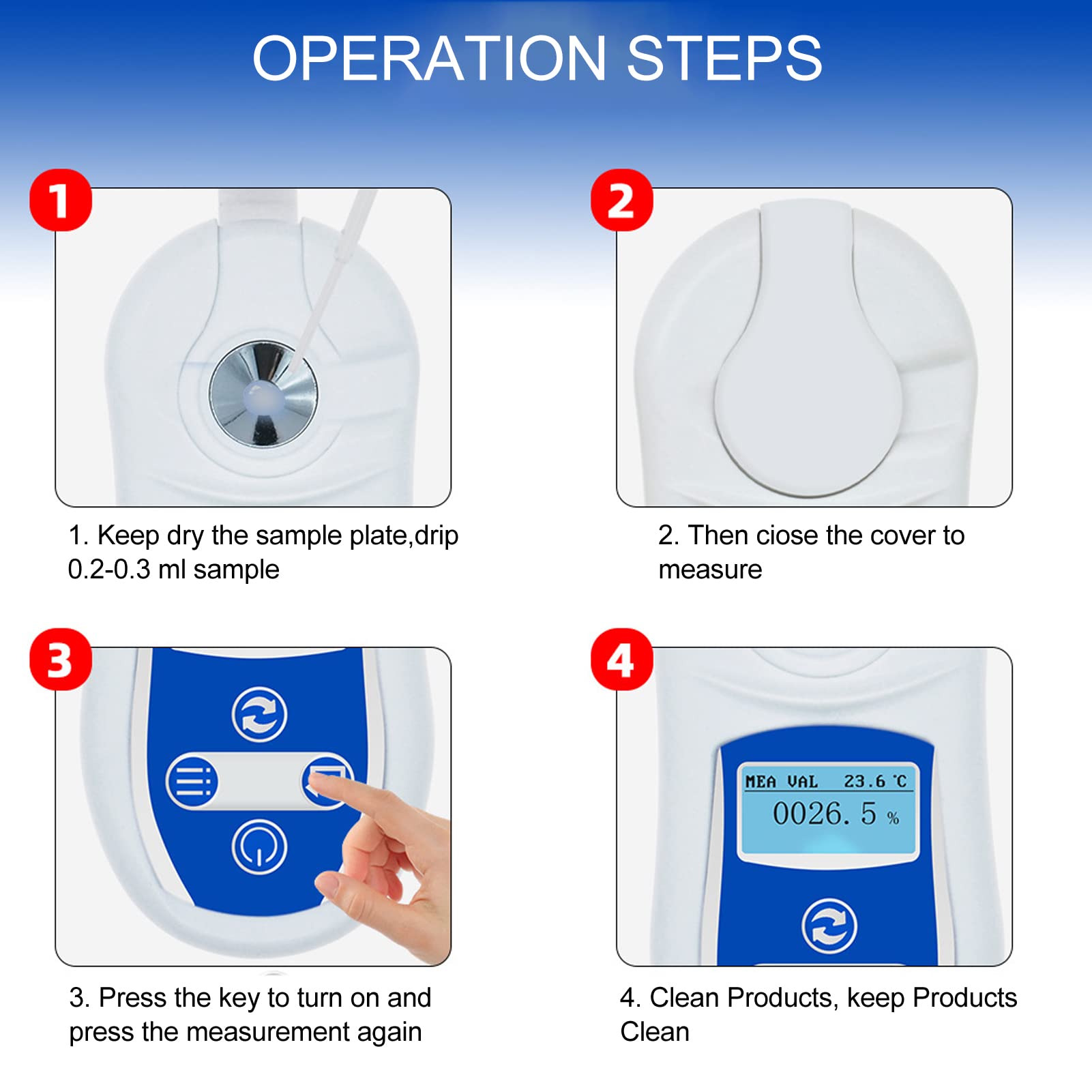 Jeanoko Brix Meter Refractometer Brix Tester 0鈥?3% for Measuring Sugar Content in Fruit Honey Maple Syrup Sugary Drink 0.1% Accuracy