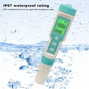 Digital Water Quality Meter, Handheld Water Quality Testing Pen Waterproof PH TDS Temperature EC Salinity SG ORP for Swimming Pool