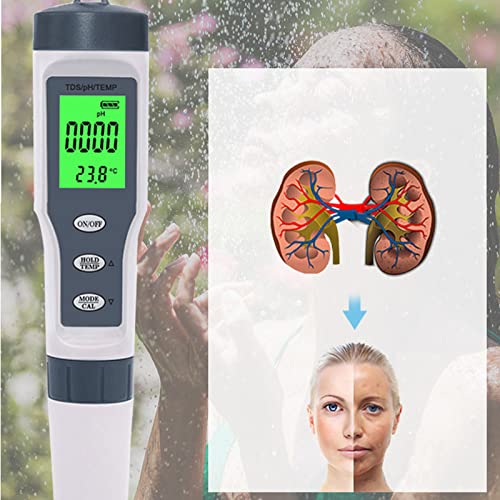 Water Quality Tester, Digital Display TDS Meter Auto Calibration High Accuracy 3 in 1 Backlight Portable ABS for Planting