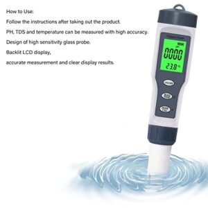 Water Quality Tester, Digital Display TDS Meter Auto Calibration High Accuracy 3 in 1 Backlight Portable ABS for Planting