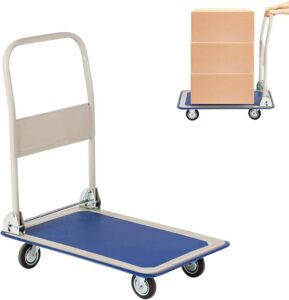 platform truck hand flatbed cart dolly folding moving push heavy duty rolling cart with 4 wheels, 330 lbs weight capacity