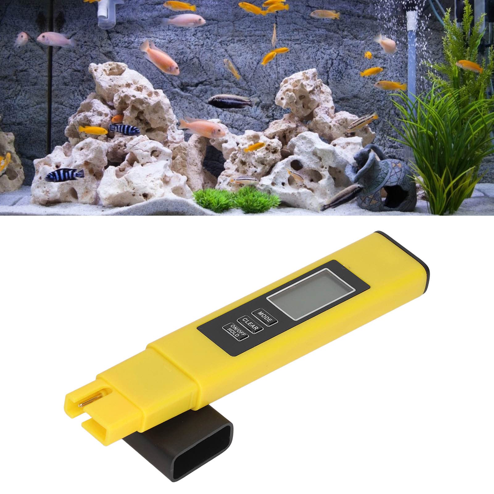 TDS Meter, Water Quality Tester Unit Switching High Sensitivity Glass Electrode Dual Color Prompt for Fish Tank