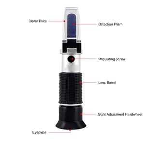 Brew Refractometer, Beer Refractometer Aluminum Alloy Easy Operation 0‑80% Test Range Portable Wide Application High Accuracy for Measurement