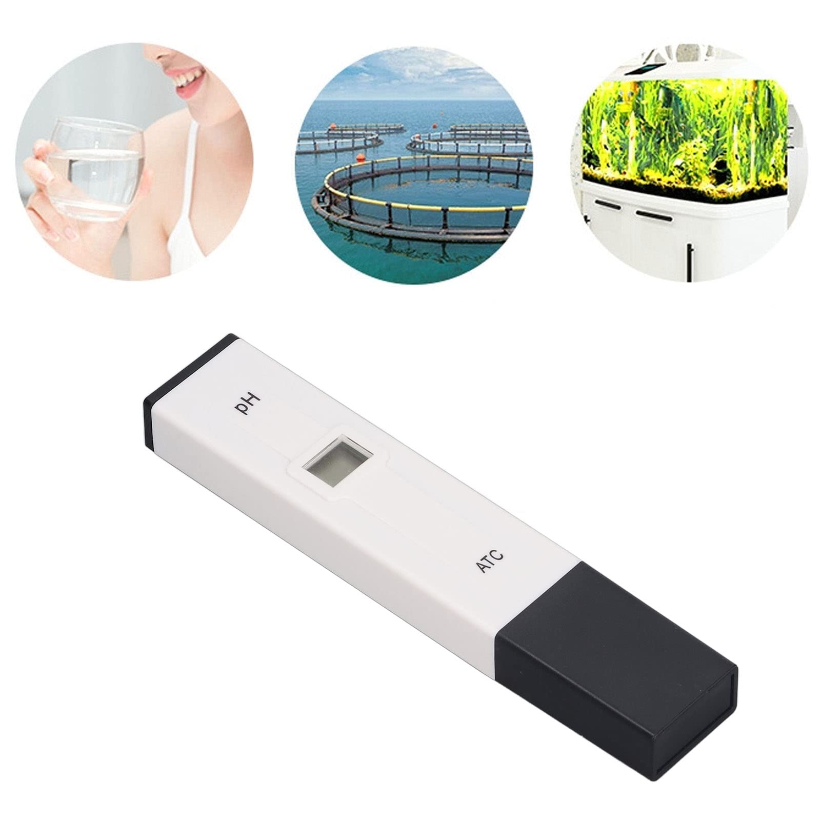 PH Test Pen, Water PH Meter Sensitive 0-14pH ABS Housing High Accuracy Probe Stable Performance Pocket Size with Plastic Box for Swimming Pool for Aquaculture