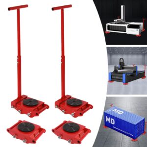 6T Machinery Skate Dolly,4pcs Machinery Mover,Heavy Duty 13200lbs Machinery Moving Skate,with 360° Rotation Cap and 4 Rollers