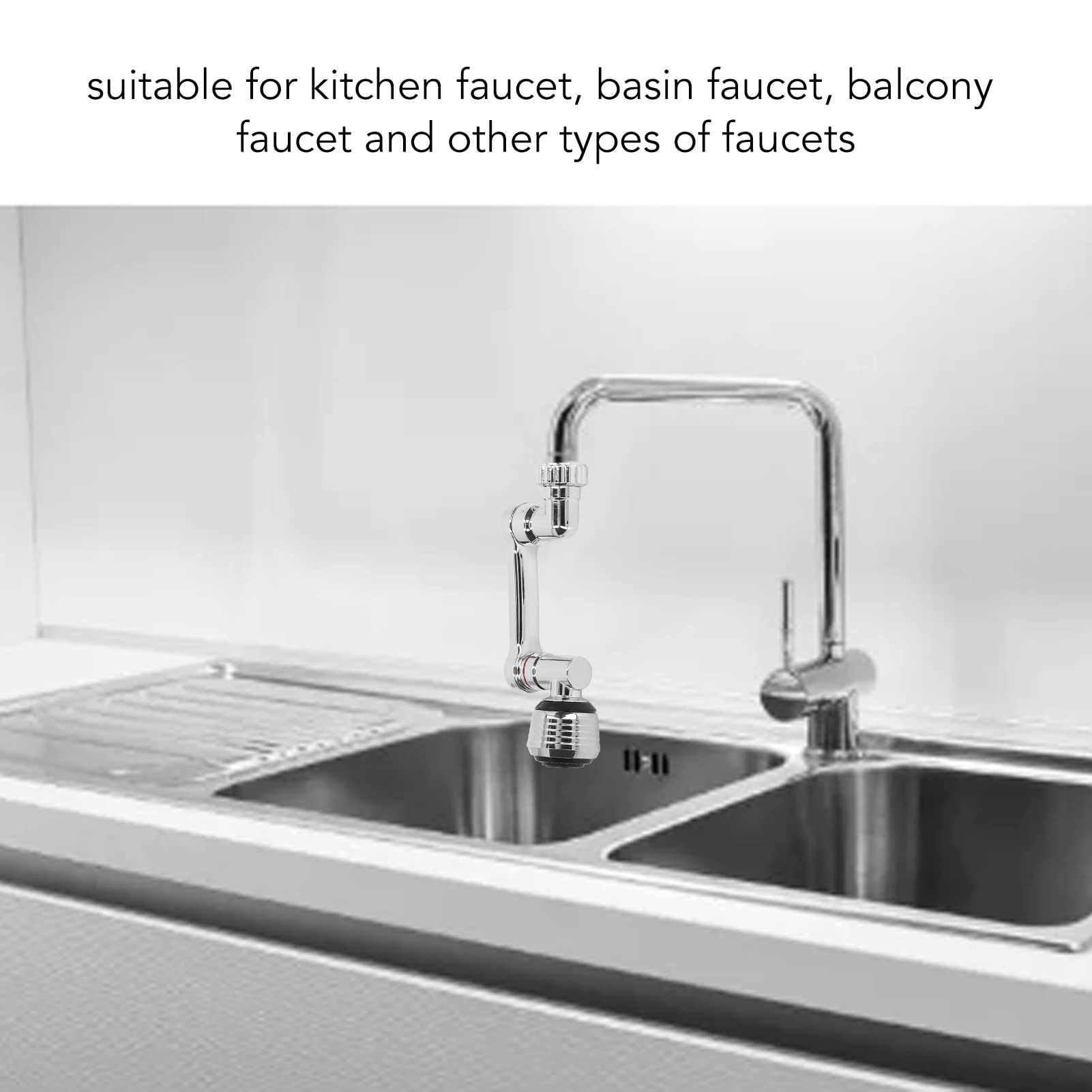 YWBL-WH Faucet Extender Bendable 1080 Degree Rotating Faucet Extender for Kitchen Sink Faucet Extension Acessories