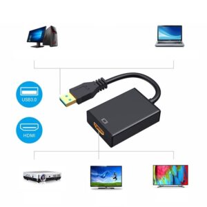 Echeson USB3.0 to HDMI Adapter Cable HD Computer Converter (Color : Navy Blue)