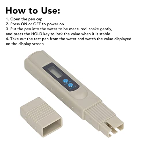 TDS Meter, High Accuracy Automatic Temperature Compensation Water Tester 0~9990ppm for Aquaculture