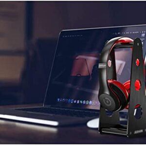 Headset Stand Aluminum Alloy Headphone Stand Head-Mounted Universal Simple Tabletop Earphone Stand Gaming Headset Base Earphone Rack Headphone Stand (Color : Black Red)