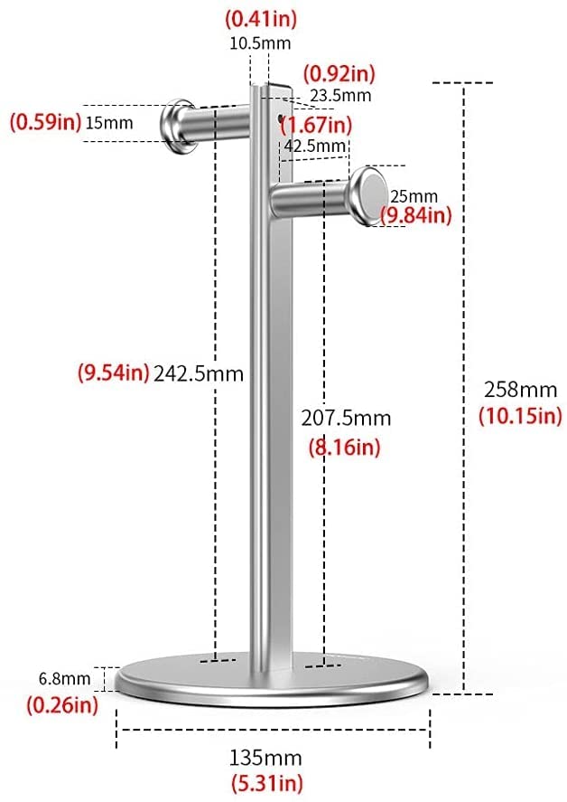 Headset Stand Aluminum Alloy Vertical Stand Desktop Headphone Holder Game Table Accessories Headset Stand 10.15 Inches High Headphone Stand (Color : Silver)