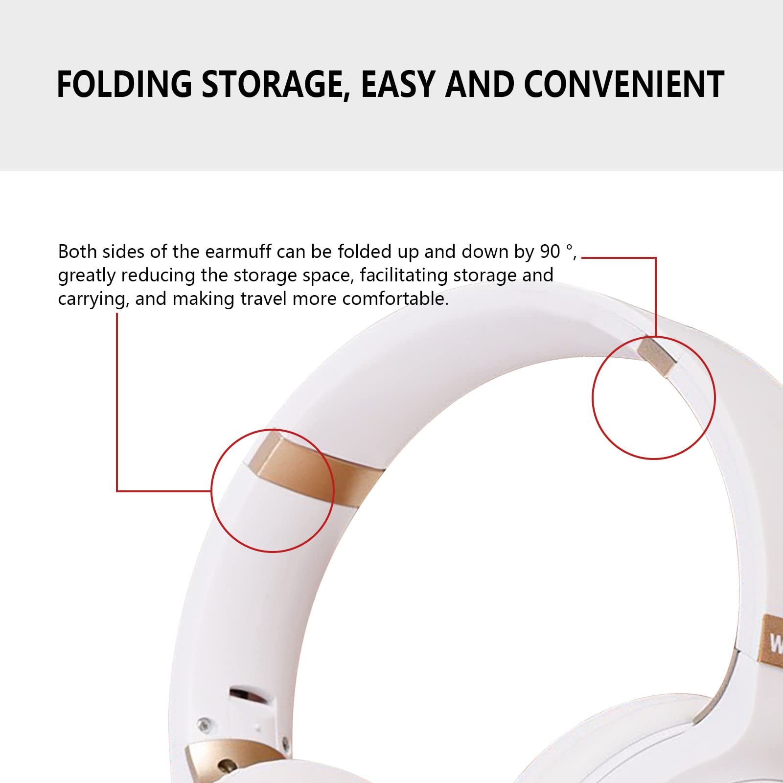 VKEKIEO Bluetooth Over-Ear Headphones, Wireless/Wired Foldable Headsets with FM Pluggable Card, Stereo Sound Headphones Allow to Adjust The Wearing Size for Travel Work (White)