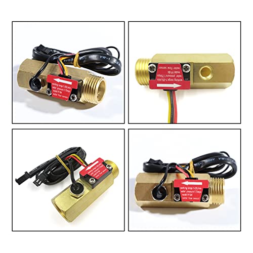 MANGAO 1/2" Water Flow Sensor Brass 1.75MPa Sensor Pulse Turbine Flowmeter DC5~18V with Temperature Detection