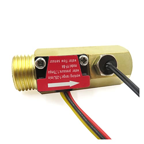 MANGAO 1/2" Water Flow Sensor Brass 1.75MPa Sensor Pulse Turbine Flowmeter DC5~18V with Temperature Detection