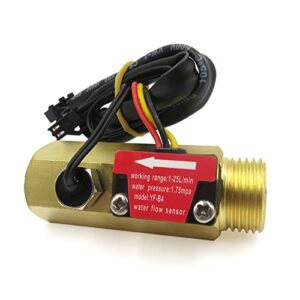 MANGAO 1/2" Water Flow Sensor Brass 1.75MPa Sensor Pulse Turbine Flowmeter DC5~18V with Temperature Detection