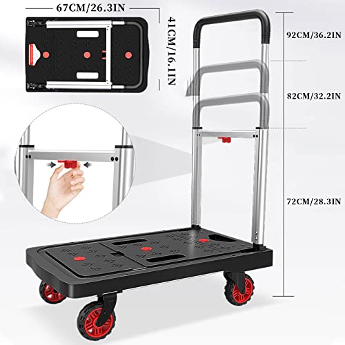 Push Cart Dolly by Myuilor, Moving Platform Hand Truck, Foldable for Easy Storage and 360 Degree Swivel Wheels with 330lb Weight Capacity