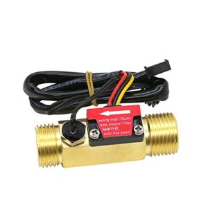 mangao 1/2" 3/4" water flow sensor brass external thread1.75mpa sensor pulse turbine flowmeter dc5~18v with temperature detection (size : 3/4")