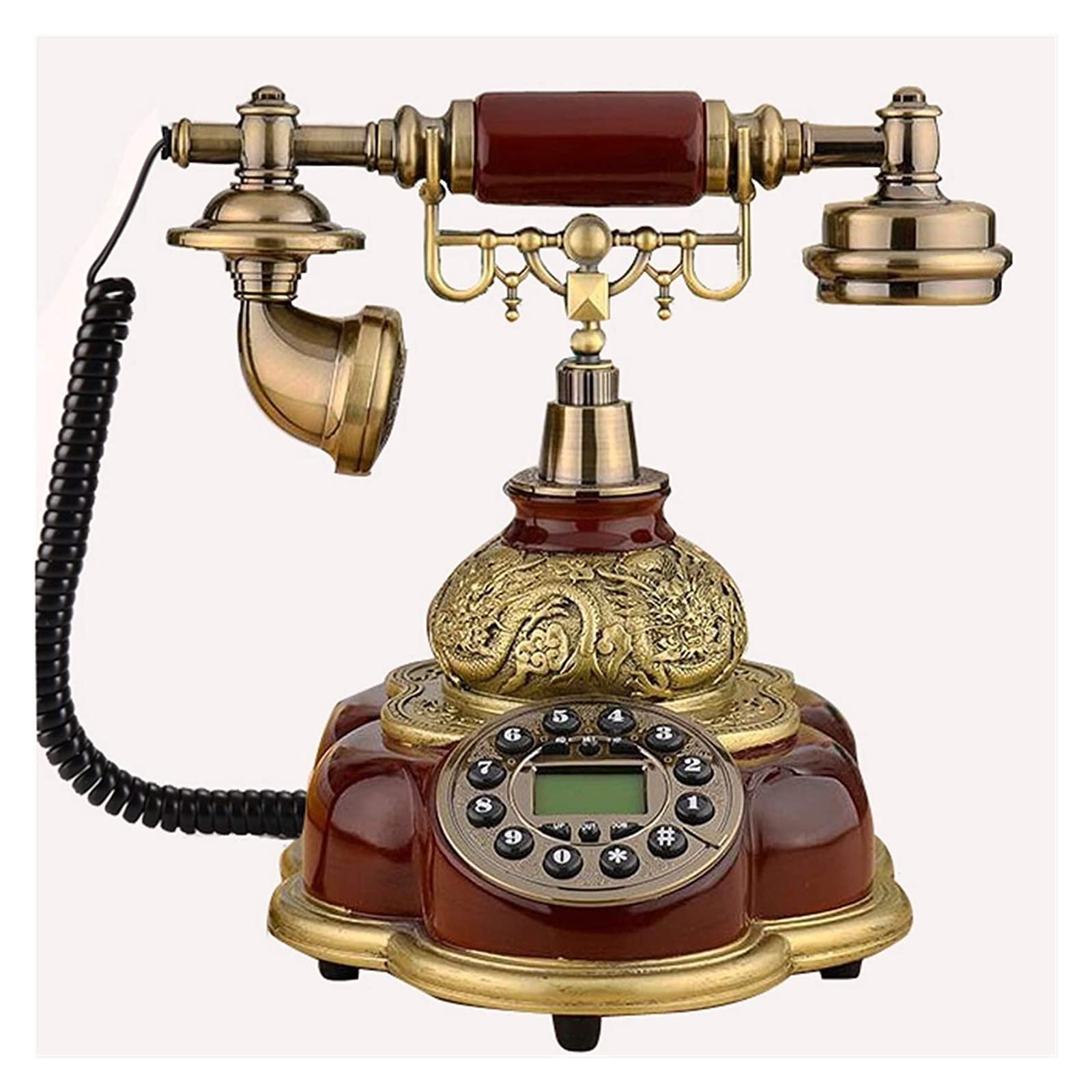 LIPPSY Retro Landline Telephone with Wood and Metal Body, Phones Creative European-Style Old Fixed Telephone for Home Hotel,Support SIM Card