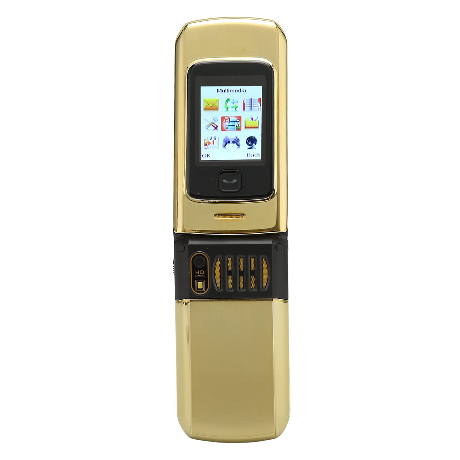 Yunseity Unlocked Senior Flip Cell Phone, Loud Volume Large Buttons Mobile Phone with 2.4 Inch Touch Screen, Easy to Use Kids Seniors Flip Phone with Flashlight Radio Ebook (Gold)