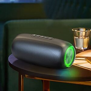 BMFHJEQ Portable Wireless Bluetooth Speaker Colorful LED Audio Outdoor Mini Speaker Support TF Card Super Long Battery Life (Black)