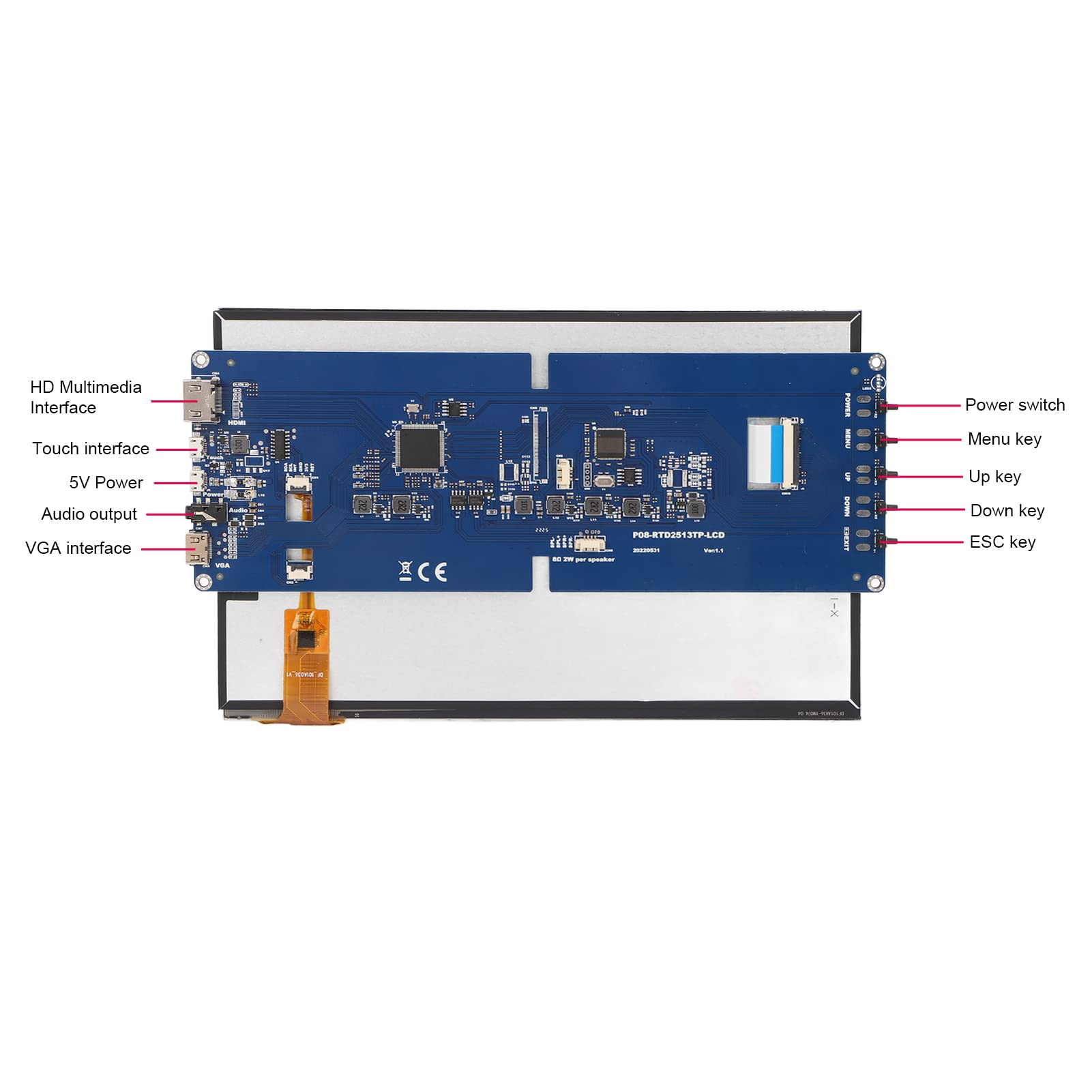 EBTOOLS HDMI Monitor, 10.1 Inch IPS Touch Screen, 1280x800, 178 Degrees Visible, HD VGA Audio Output, Glass Material, Touch Monitor for RasPi for Ubuntu Computer