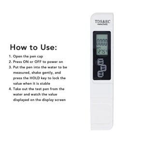 Deosdum TDS Meter Digital Water Quality Tester Portable 3 in 1 High Accuracy EC Temp Testing Kit