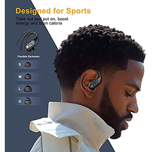 Wireless Earbuds Bluetooth Headphones 130Hrs Playtime with 2500mAh Wireless Charging Case LED Diaplay Hi-Fi Waterproof Over Ear Earphones for Sports Running Workout Gaming