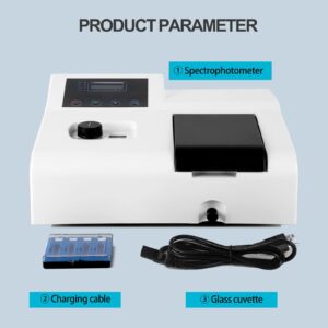 GOYOJO Portable Spectrophotometer 721, LDC Digital Lab Visible Spectrophotometer 350-1020nm Lamp, 6nm Tungsten Lamp Laboratory Analytical Equipment Spectrometer 110V