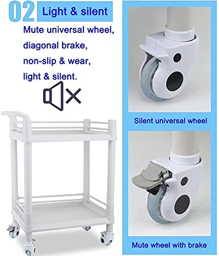 3 Tier Beauty Salon Rolling Trolley, Movable Mute Universal Wheel Hair Styling Salon SPA Tattoo Cart, Durable ABS Medical Tool